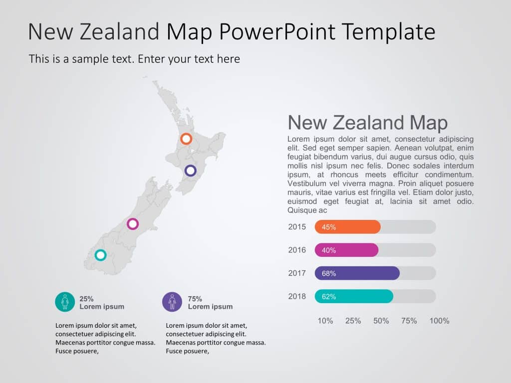 New Zealand Map PowerPoint Template 2 | Map PowerPoint Templates ...