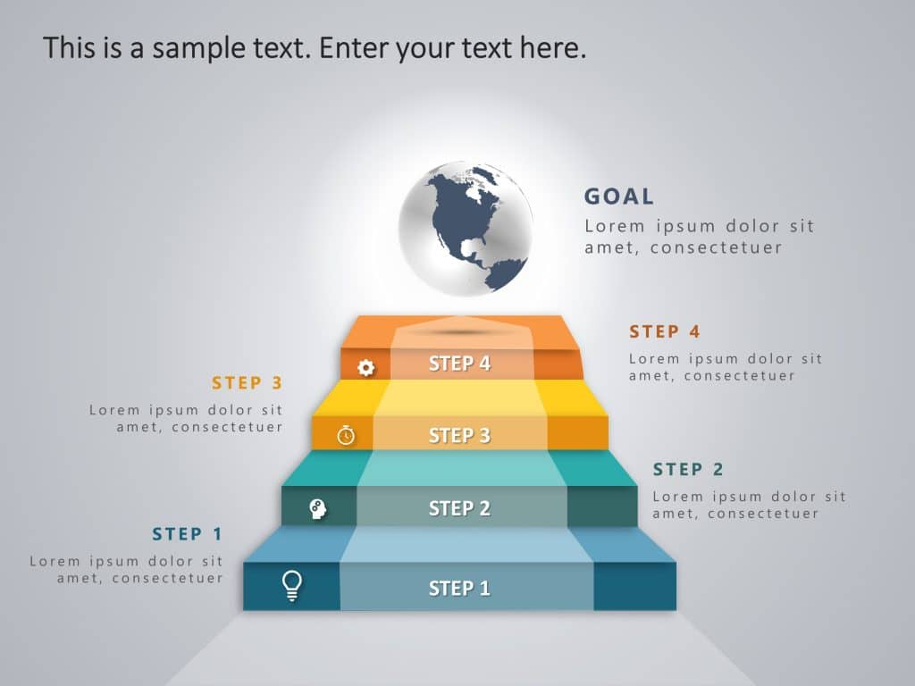 4 Steps Business Strategy Ladder PowerPoint Template