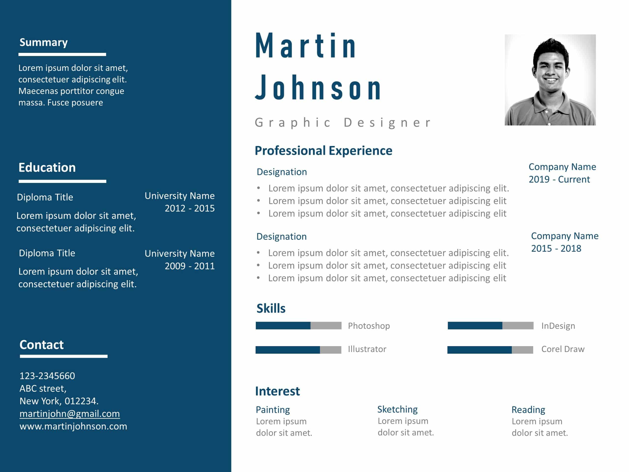 Resume Professional Detailed PowerPoint Template SlideUpLift
