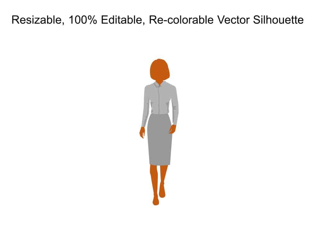 Business Woman Standing Silhouette PowerPoint Template