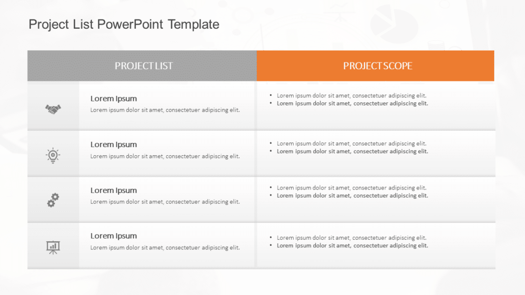 1047+ Free Editable Project List Templates For PowerPoint | SlideUpLift