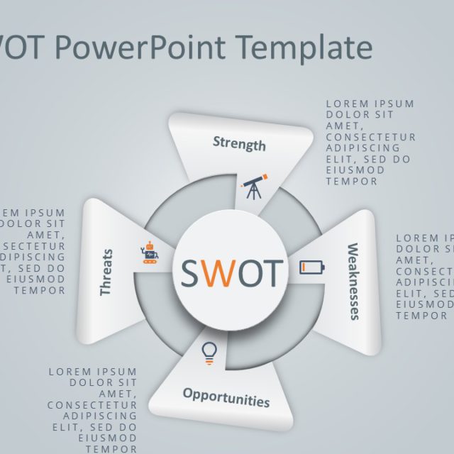 4 Steps Triangle SWOT PowerPoint Template