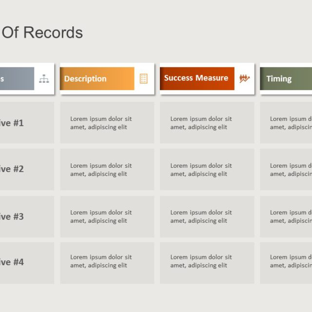 Plan of Records Table PowerPoint Template