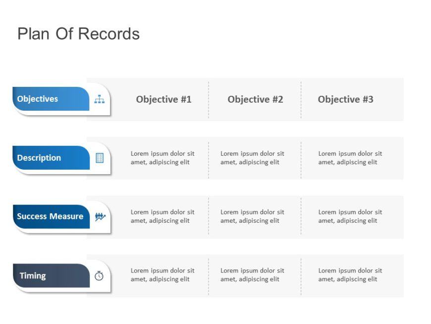 Plan of Records Objectives PowerPoint Template | SlideUpLift