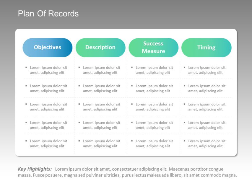 Plan of Records Objectives PowerPoint Template | SlideUpLift
