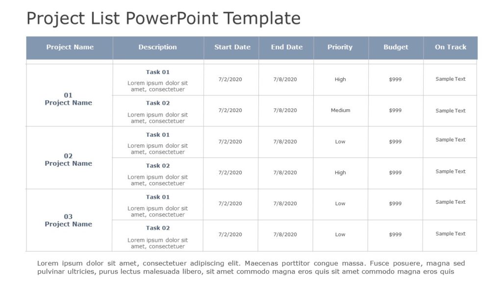 1047+ Free Editable Project List Templates For PowerPoint | SlideUpLift