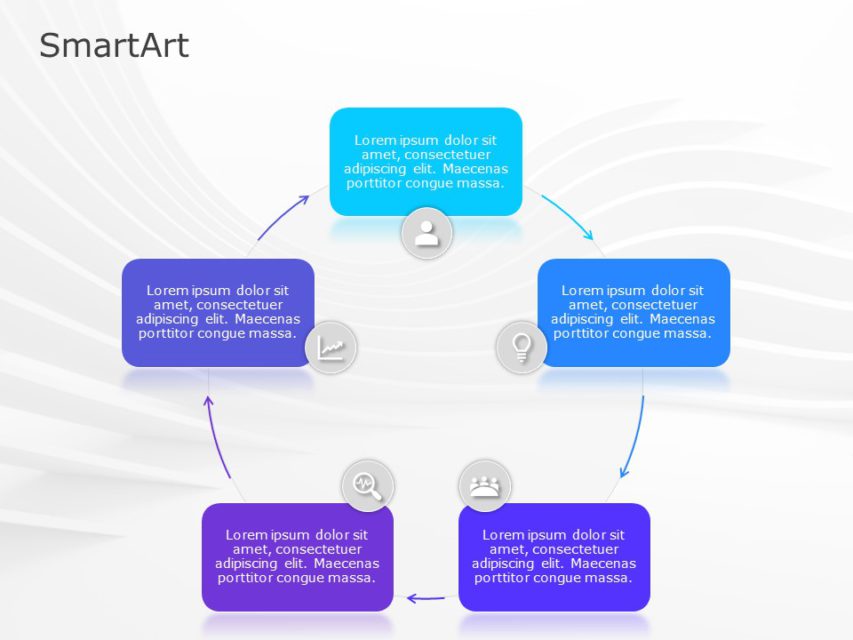 SmartArt Cycle Block Cycle 5 Steps | SlideUpLift