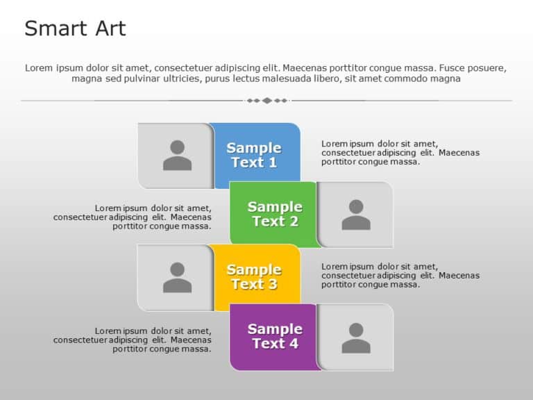 SmartArt List Horizontal Bullet List 4 Steps PowerPoint Template