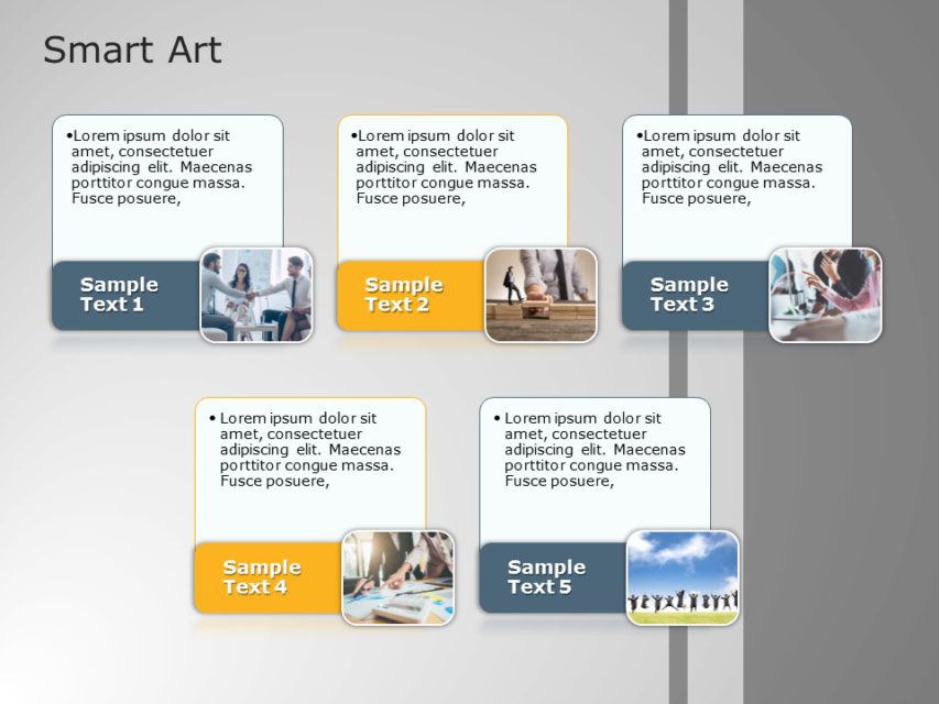 SmartArt List Bending Picture Accent 5 Steps PowerPoint Template ...