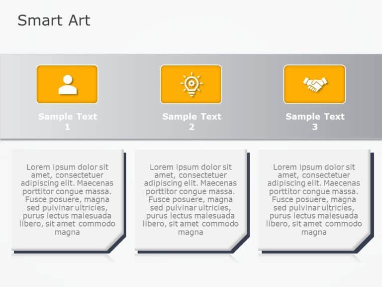SmartArt List Vertical Bracket 3 Steps PowerPoint Template