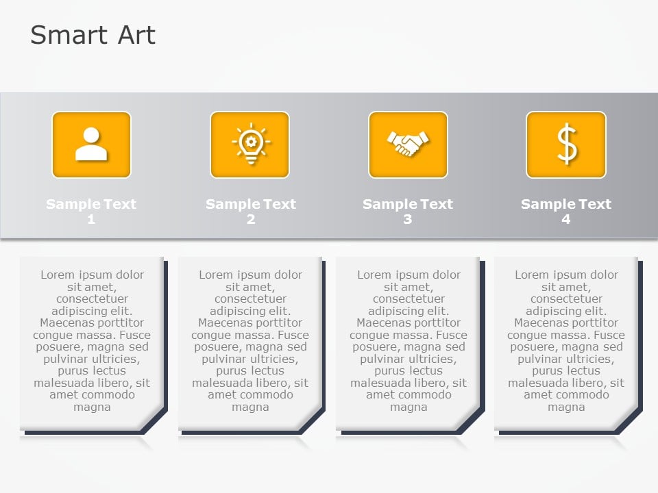 SmartArt List Horizontal Picture 4 Steps PowerPoint Template