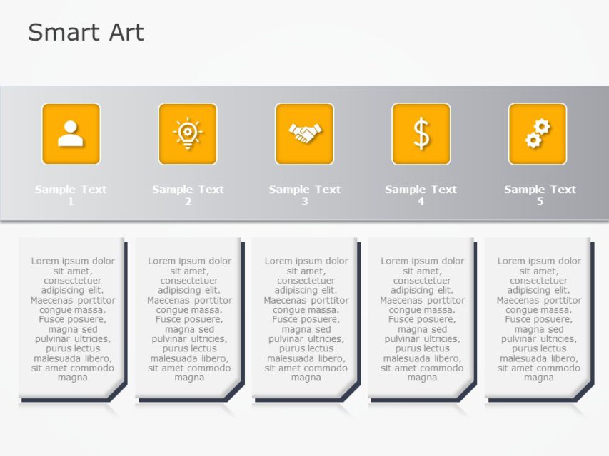 SmartArt List Horizontal Picture 5 Steps PowerPoint Template | SlideUpLift