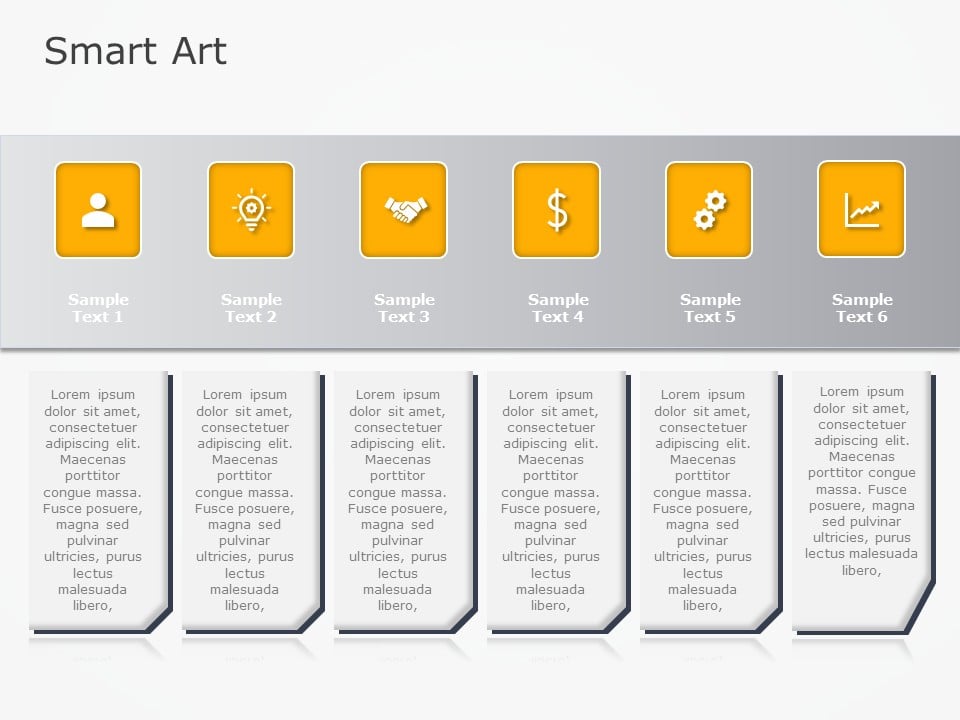 SmartArt List Horizontal Picture 6 Steps PowerPoint Template
