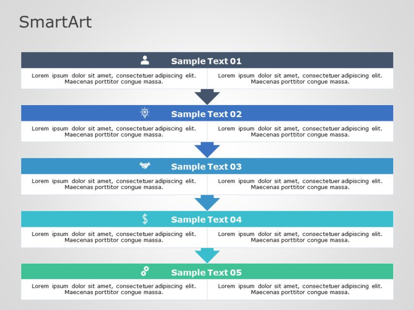 SmartArt List Segment 5 Steps | SlideUpLift