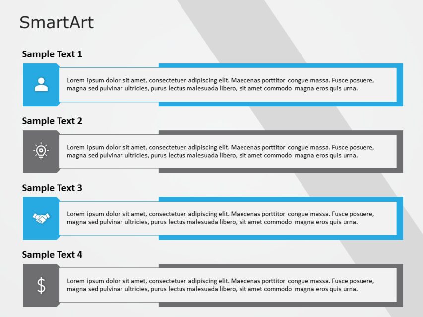 SmartArt List Vertical Accent 4 Steps | SlideUpLift