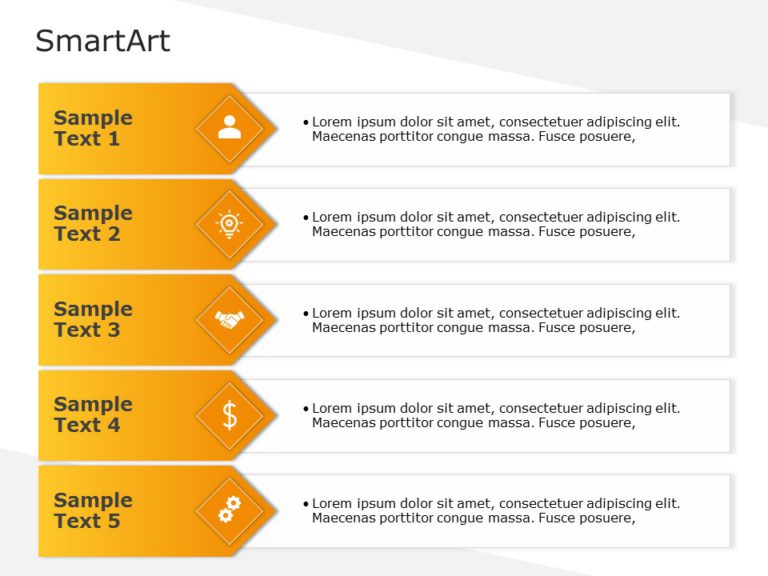 SmartArt Picture Vertical List 5 Steps SlideUpLift