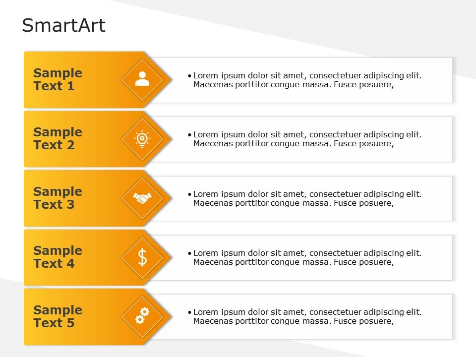 SmartArt List Vertical Block 5 Steps