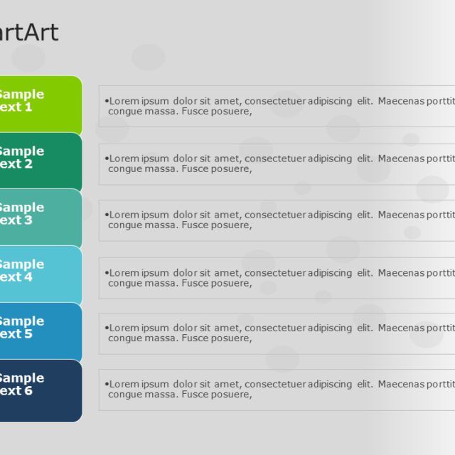 SmartArt List Vertical Bracket 6 Steps PowerPoint Template