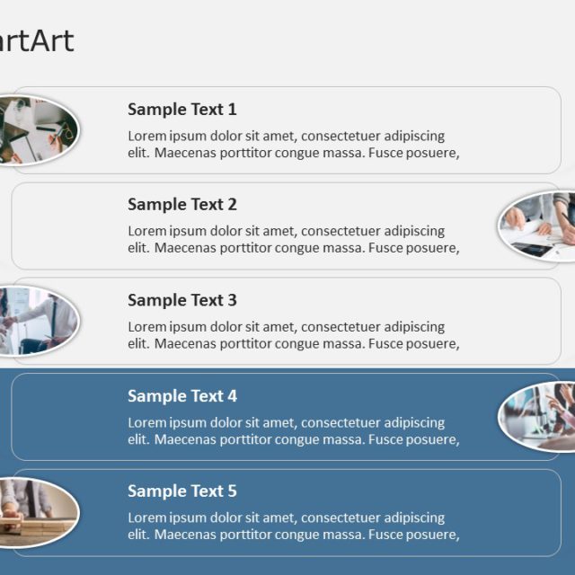 SmartArt List Vertical Picture 5 Steps PowerPoint Template