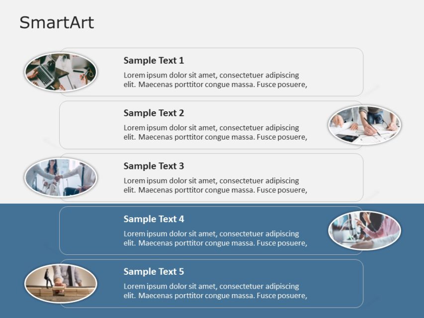 SmartArt List Vertical Picture Accent 5 Steps | SlideUpLift