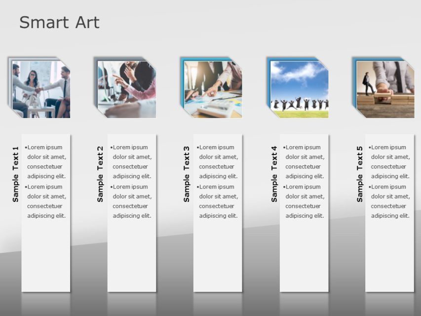 SmartArt List Vertical Bracket 5 Steps PowerPoint Template | SlideUpLift