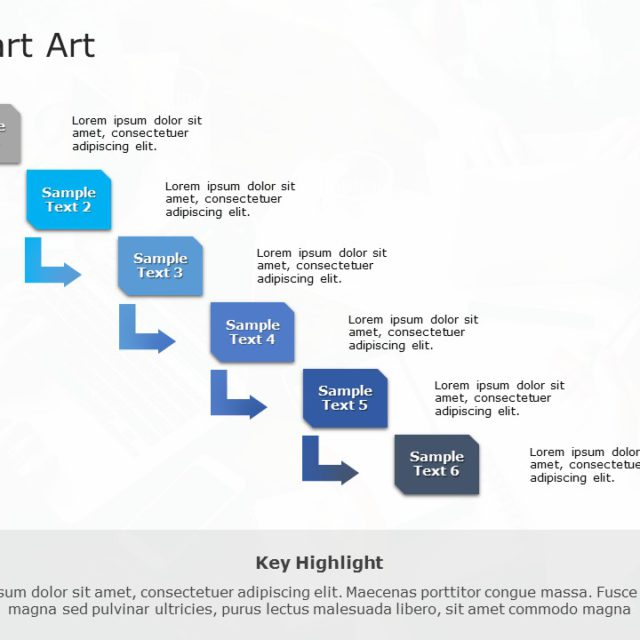 SmartArt Process Step Down 5 Steps PowerPoint Template