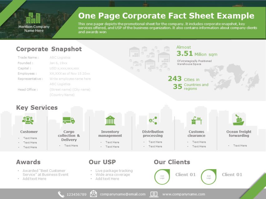 One Page Fact Sheet 06 PowerPoint Template | SlideUpLift