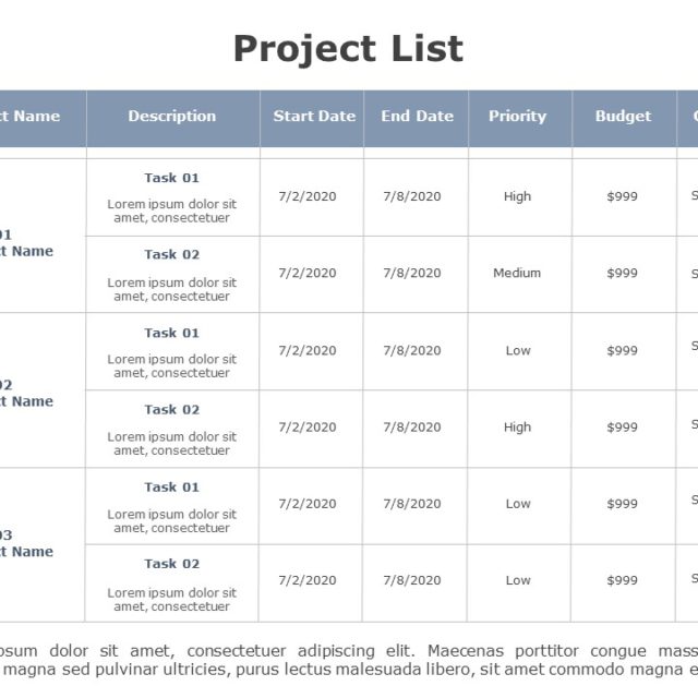 Project List PowerPoint Template | Project List Templates | SlideUpLift