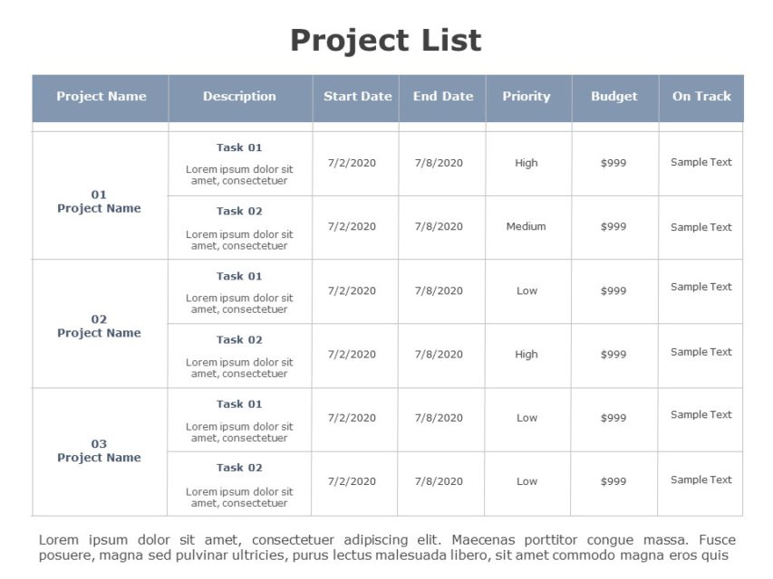 1047+ Free Editable Project List Templates For PowerPoint | SlideUpLift