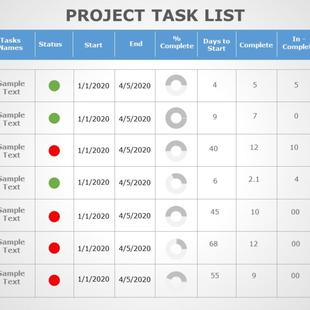 Workstream Project Plan List PowerPoint Template