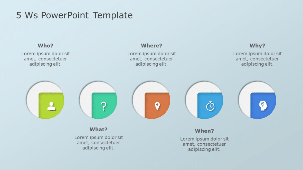Editable 5 W's Templates For PowerPoint | SlideUpLift