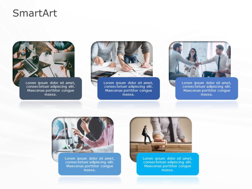 SmartArt Picture Picture Caption 5 Steps | SlideUpLift