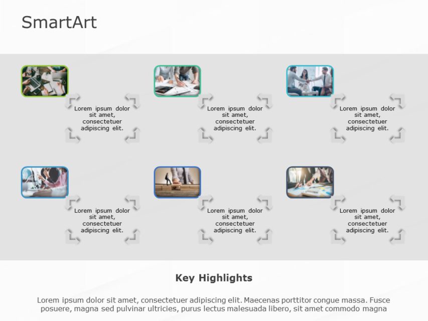 SmartArt Picture Picture Text 6 Steps | SlideUpLift