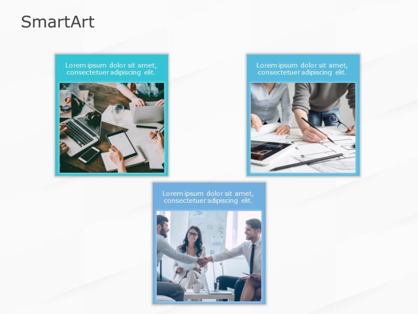 SmartArt Picture Picture Grid 3 Steps | SlideUpLift