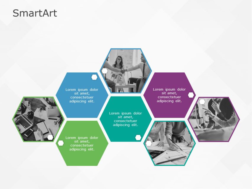SmartArt Picture Picture Hexagon 4 Steps | SlideUpLift