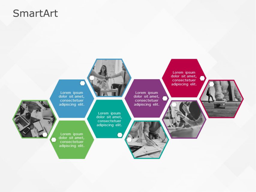 SmartArt Picture Picture Hexagon 5 Steps | SlideUpLift