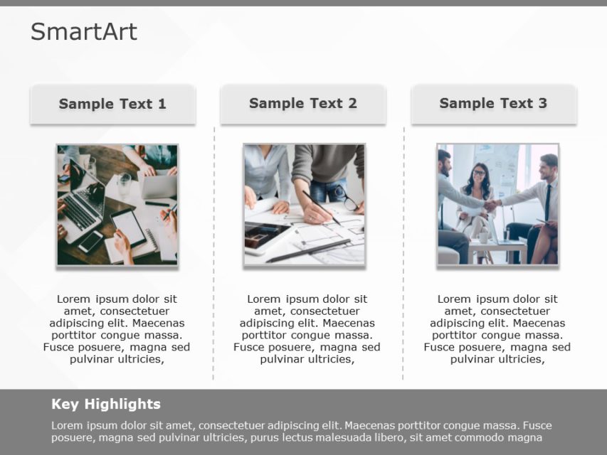 SmartArt Picture Picture Title 3 Steps | SlideUpLift