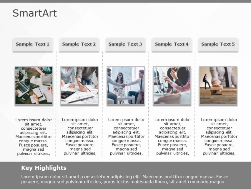 SmartArt Picture Picture Title 5 Steps | SlideUpLift