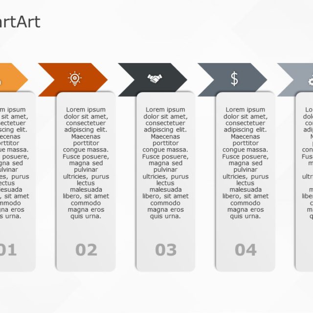 SmartArt Process Basic Chevron 5 Steps