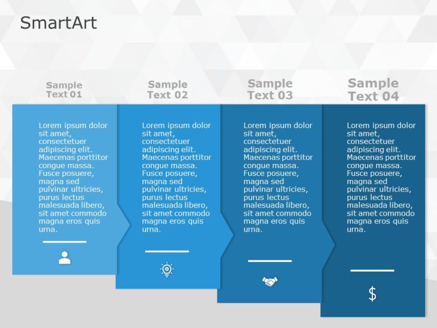 SmartArt Process Sequential Arrows 4 Steps | SlideUpLift