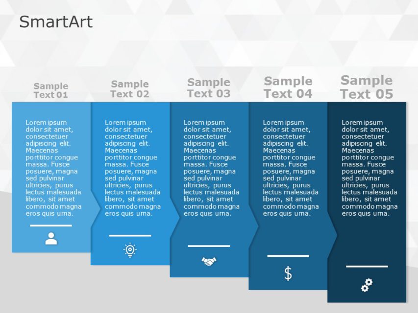 SmartArt Process Sequential Arrows 5 Steps | SlideUpLift