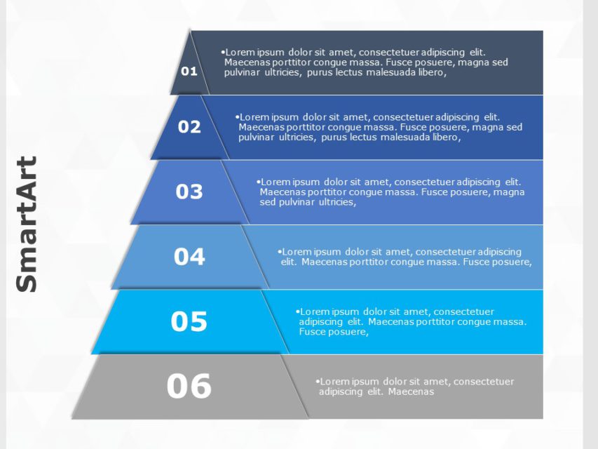 SmartArt Pyramid Basic text 6 Steps | SlideUpLift