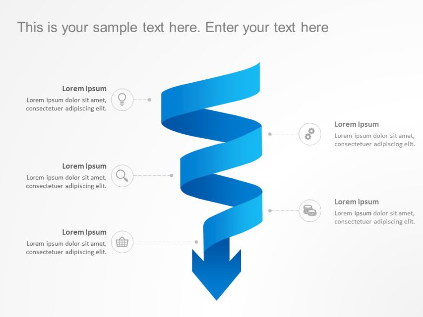 Down Ribbon Arrow PowerPoint Template | SlideUpLift