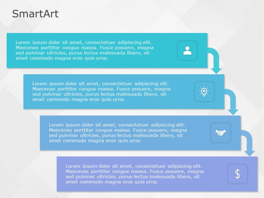 SmartArt Process Staggared Process 4 Steps | SlideUpLift