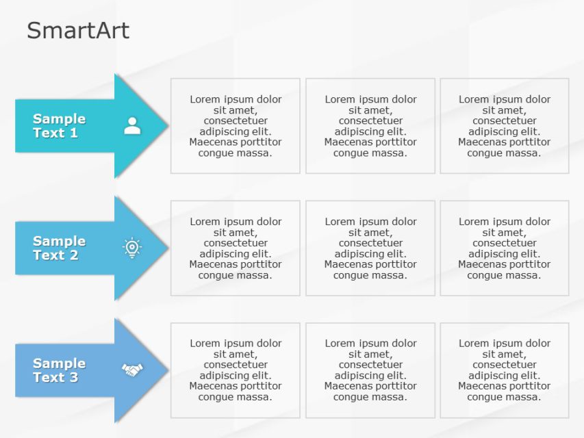 SmartArt List Arrows Segments 3 Steps | SlideUpLift