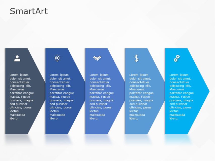 SmartArt Process Basic Chevron 5 Steps | SlideUpLift