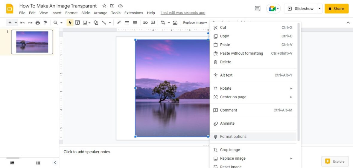 How To Make An Image Transparent In Google Slides | Google Slides Tutorial
