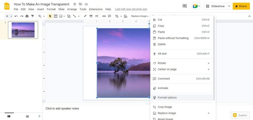 How To Make An Image Transparent In Google Slides | Google Slides Tutorial