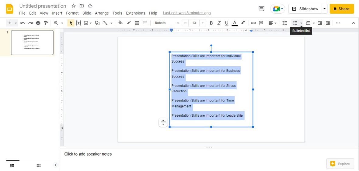 Learn How To Add Bullet Points In Google Slides | Google Slides Tutorial