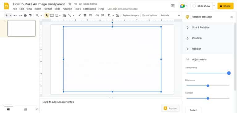 How To Make An Image Transparent In Google Slides | Google Slides Tutorial